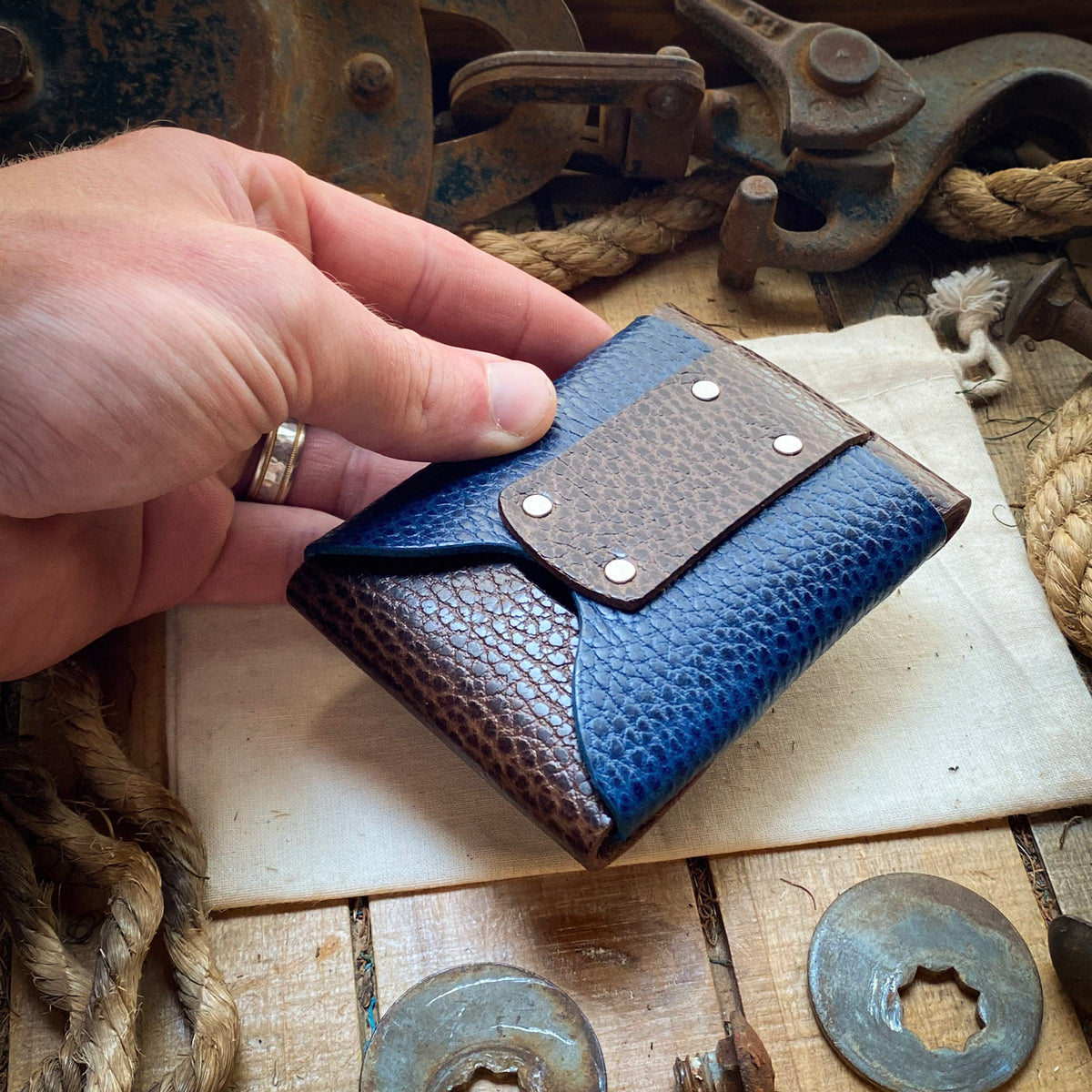 Original Stitchless Luxe Minimalist Wallet - Brown Dollaro and Blue Do ...