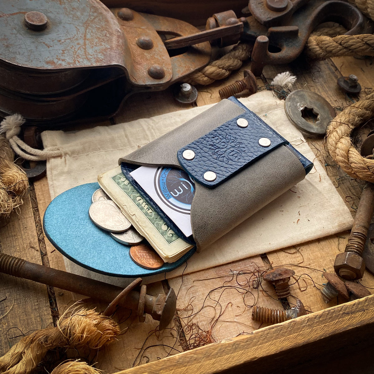 Original Wask Minimalist Wallet - Blue Dollaro and Charcoal – Willow ...