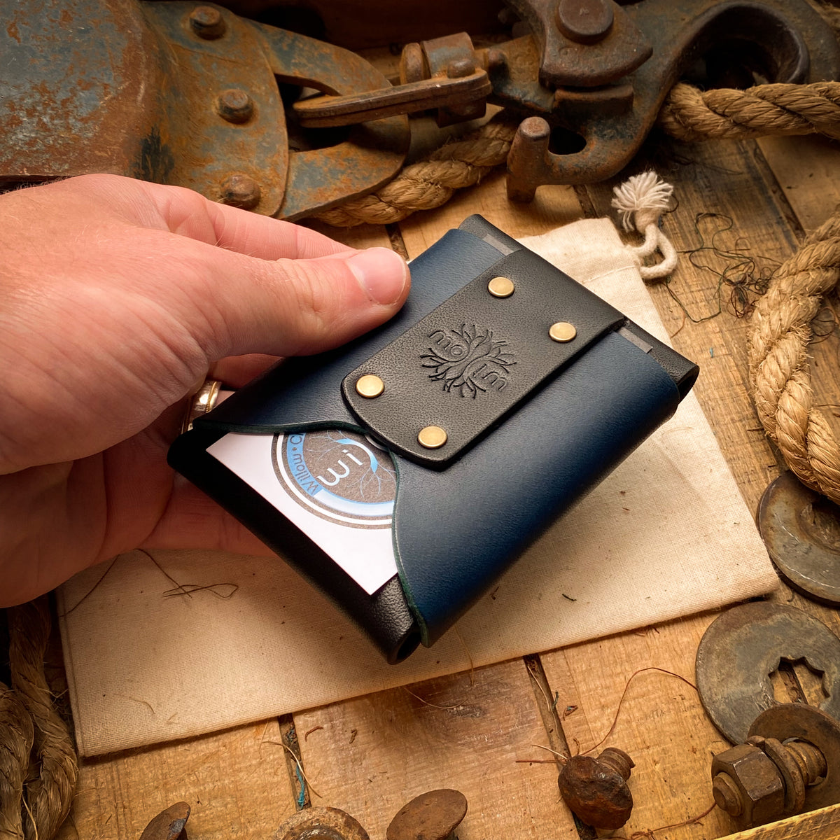 Original Wask Minimalist Wallet - Black and Ocean Blue – Willow Craft Goods