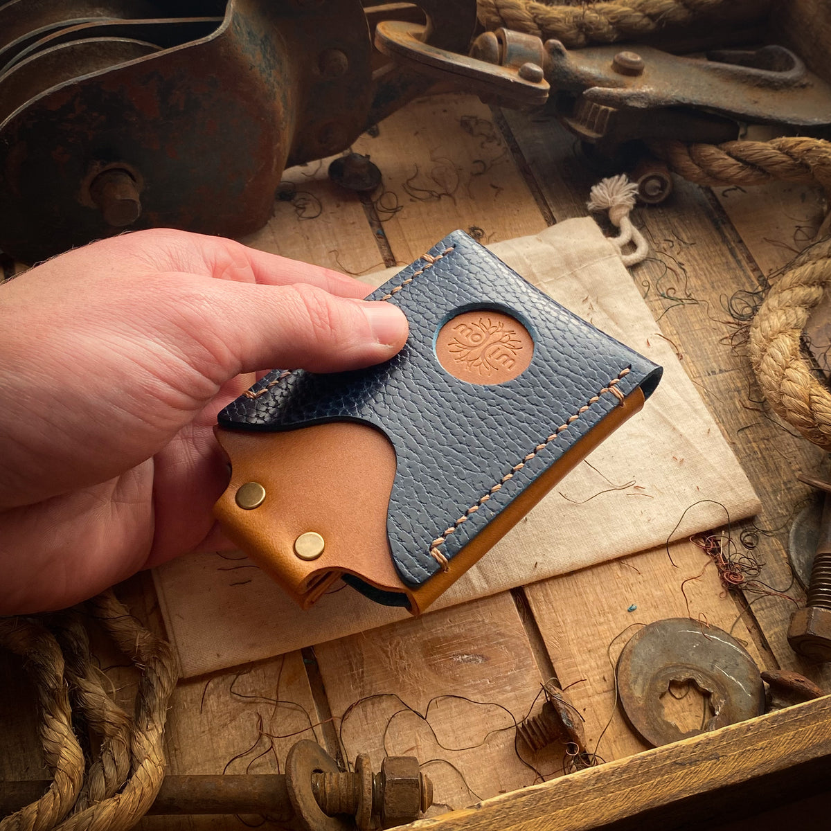 Original Knocks Minimalist Wallet - Blue Dollaro and Bourbon – Willow ...