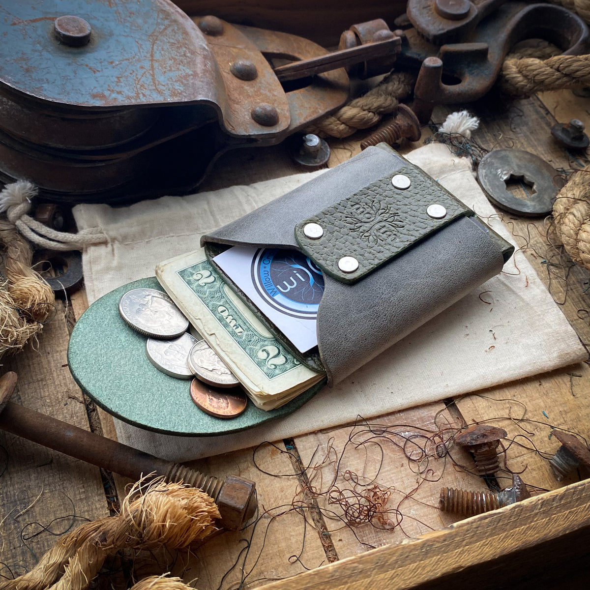 Original Wask Minimalist Wallet - Olive Dollaro and Charcoal – Willow ...