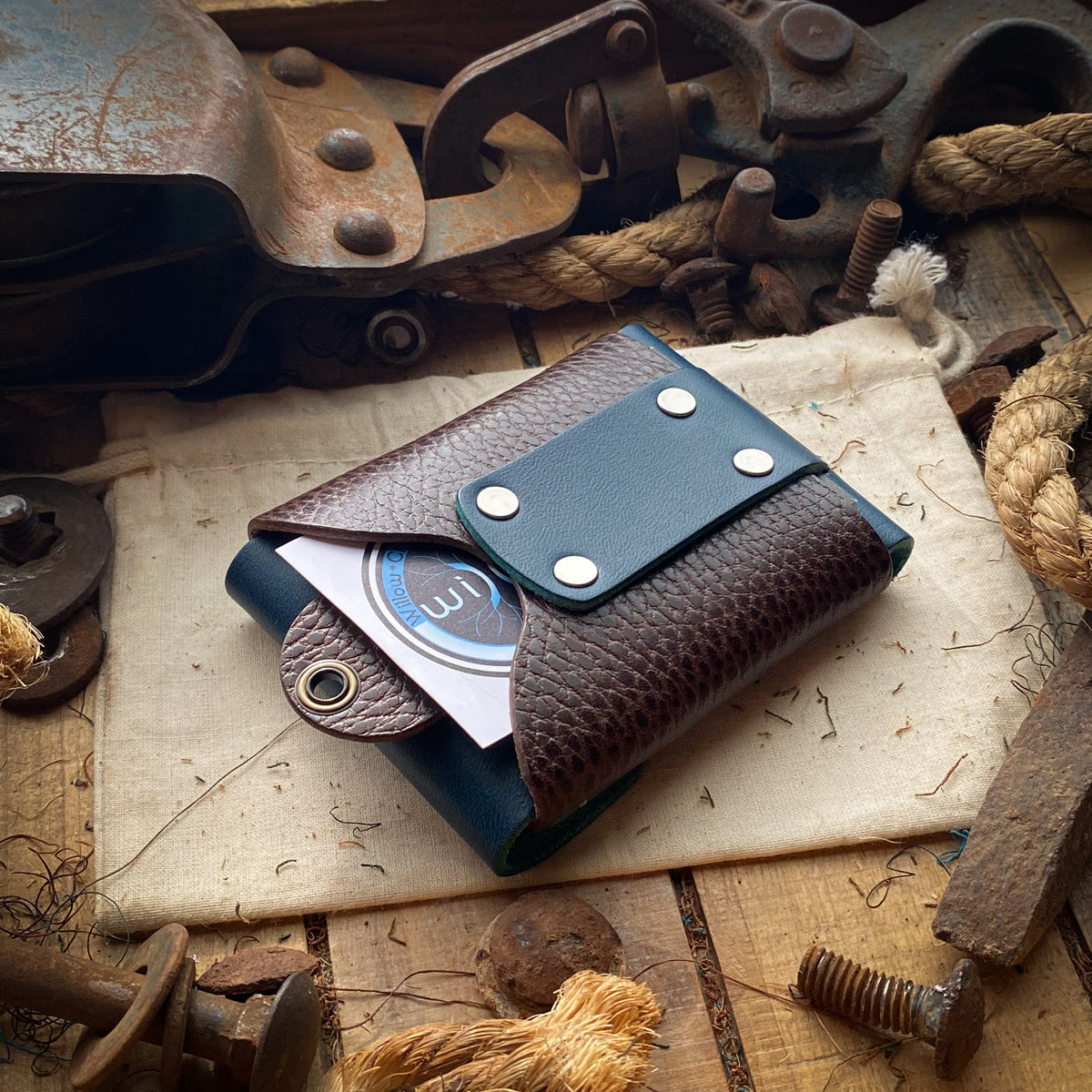 Original Luxe Minimalist Wallet - Ocean Blue and Brown Dollaro - Outsi ...